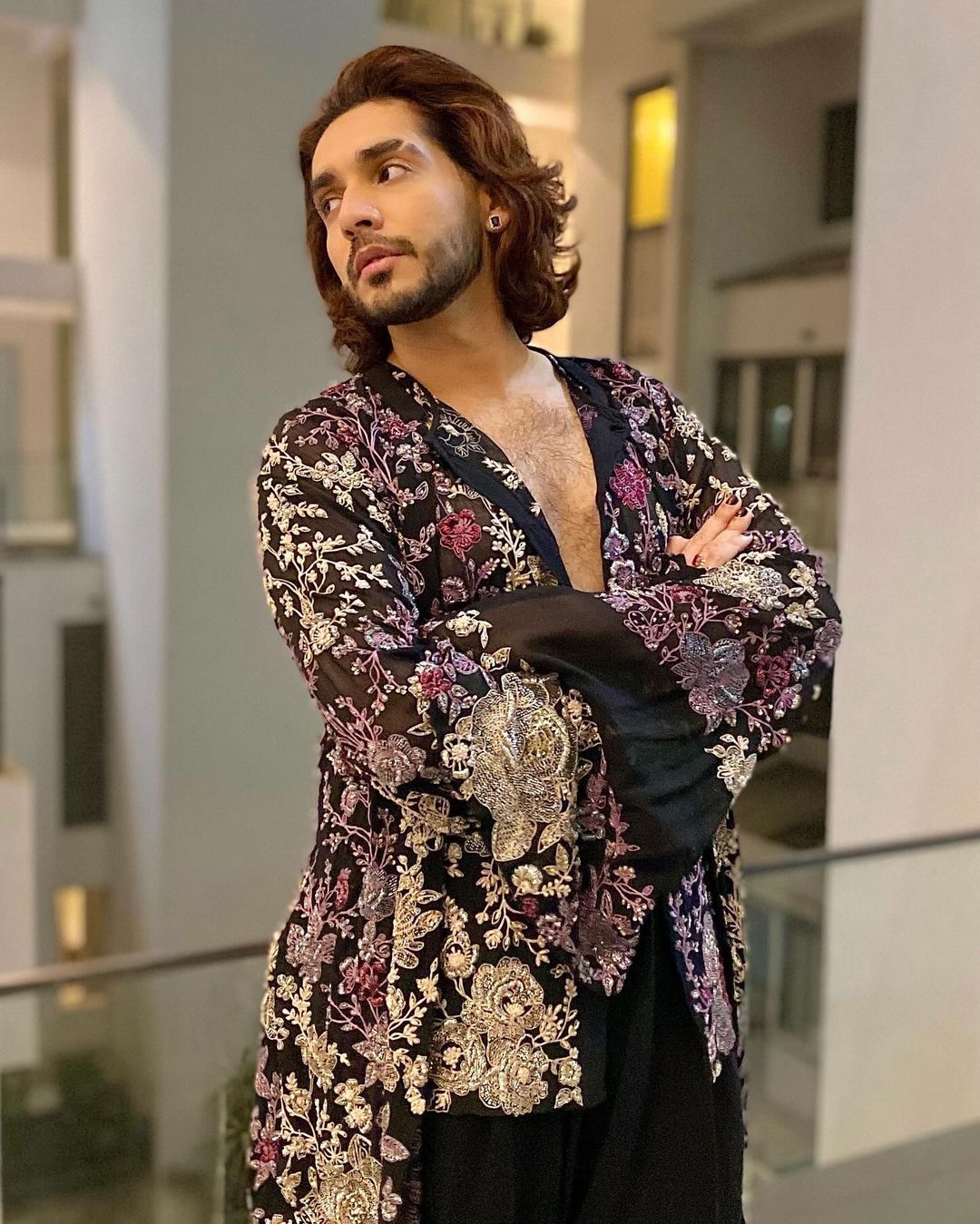 Siddharth Batra: A Floral Symphony of Regal Style and Long Hair Vibes ...