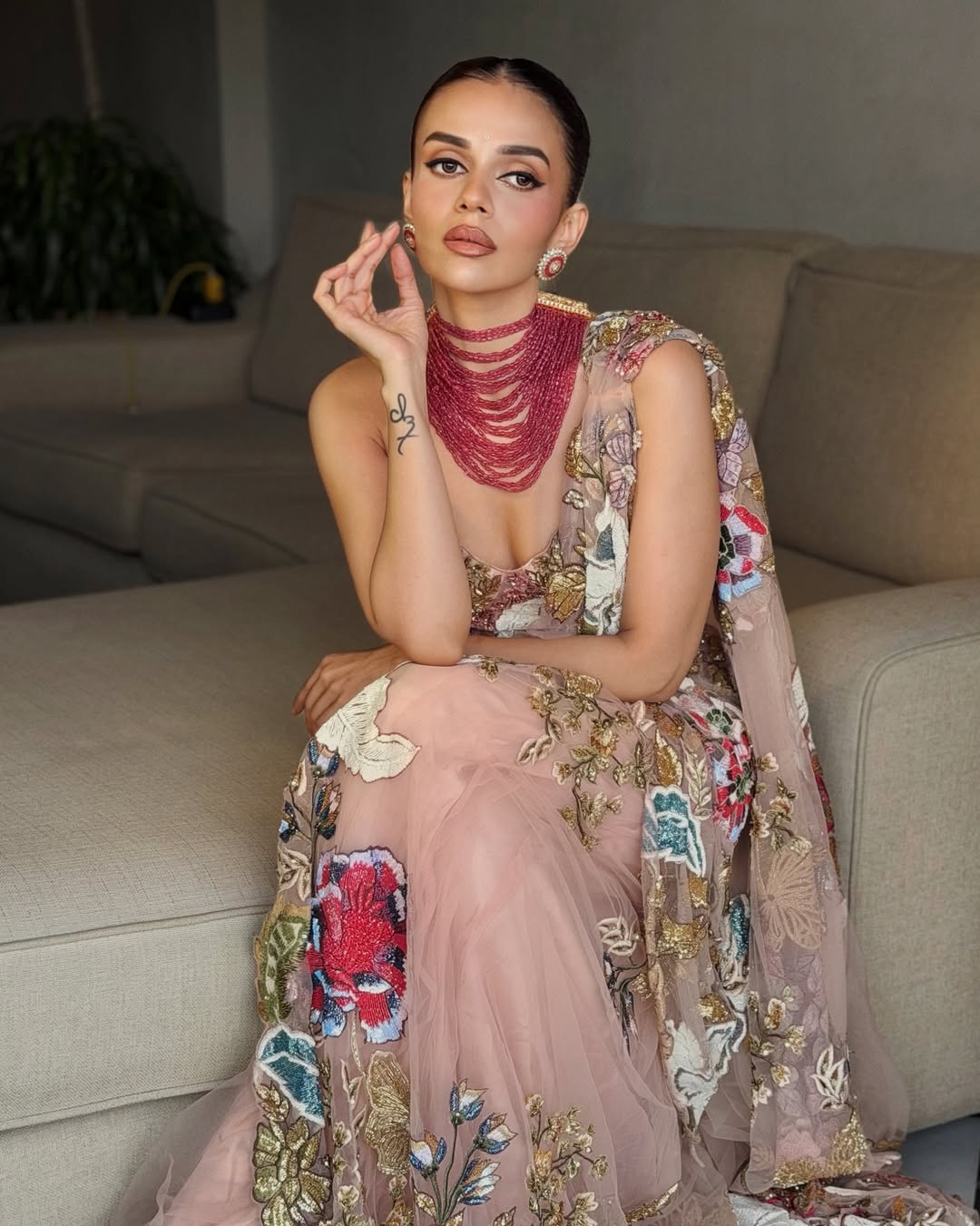 Komal Pandey Serves Couture Drama in Intricate Saree Look
